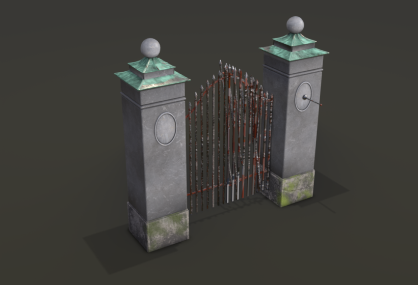 Old Broken Mansion Gate - 3D Babylon - 3D Models | Game Assets