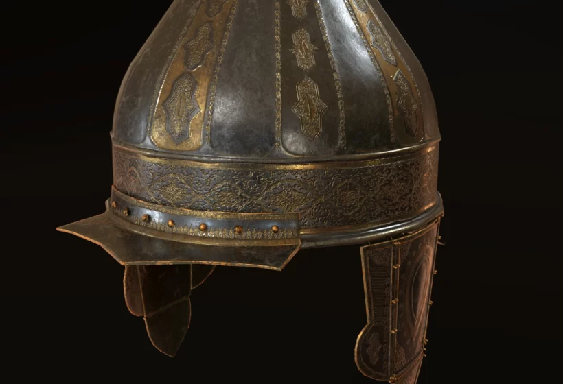 Middle Eastern Helmet 3D Model PBR Game Ready Asset