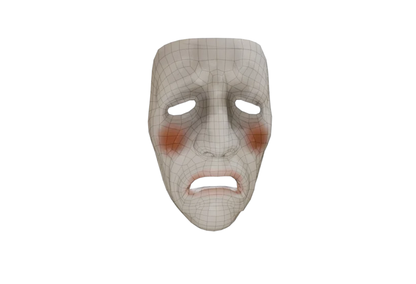 Low Poly Sad Theatre Mask 3D Model - Game Ready Tragedy Mask
